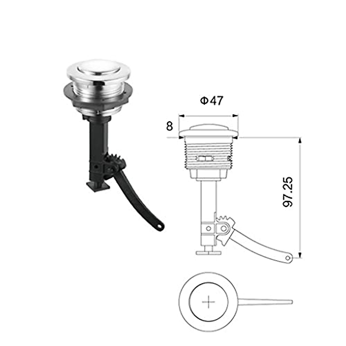 MXIAOXIA Button Toilet Single Button Flush Toilet Seat Tank Valve Single Lever Bathroom Toilet Water Switch