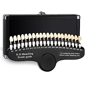 Dental Shade Guide Professional 3D R-20 Tooth Whitening Shade Chart with 20 Colors Teeth Shade Guide with Mirror