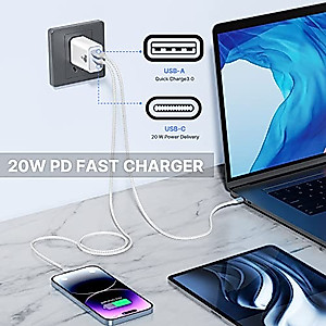 2Pack USB C Wall Charger Block,Aioneus 20W Dual Port Fast Charging Block,Power Delivery + QC3.0 Wall Plug USB C Charger Block for iPhone 14 13 12 Pro Max Mini 11 XR XS X 8, iPad, Samsung, Tablet