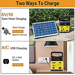 Solar Generator - Portable Power Station for Emergency Power Supply,Portable Generators for Camping,Home Use&Outdoor,Solar Powered Generator With Panel Including 3 Sets LED Light (Yellow)