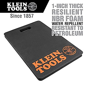 Klein Tools 60135 Kneeling Pads, Adult Mens Soft Thick Closed Cell Soft Foam Professional Tradesman Pro Pads with Handle, Black