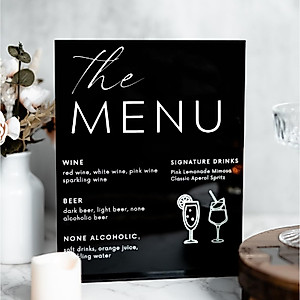 JINMURY 8x10 Inch Black Acrylic Sign with Stand | 5 Pack Blank Acrylic Table Signs and Base for DIY Wedding Table Numbers, Wedding Signage, Events& Parties (Black, 8x10 Inch)