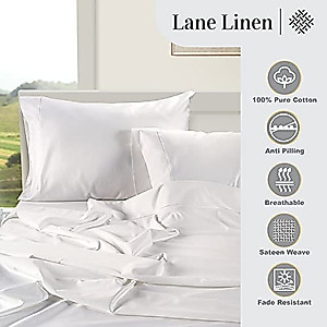 LANE LINEN King Size Pillow Case Set of 2 100% Egyptian Cotton Cases 1000 Thread Count Sateen White Cooling Cover - Perfect for Home Hotels & Hospital Use