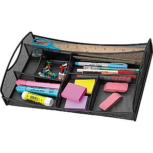 Safco Products 3262BL Onyx Mesh Desktop Organizer with Drawer, Black