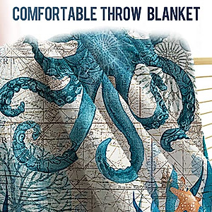 Levens Octopus Blanket Gifts for Women Girls Men, Ocean Animal Decoration for Home Bedroom Living Room Office Dorm, Soft Comfort Lightweight Throw Blankets 50"x60"