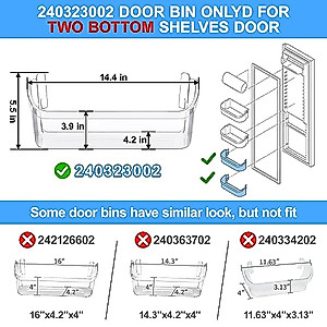 [4 PACK] UPGRADED 240356402 Upper Refrigerator Door Shelf & 240323002 Bottom Door Bin Replacement Compatible with Frigidaire Refrigerator Door Shelf FGHS2631PF4A,FGHS2655PF5A,FGUS2642LF2,LGUS2642LF1
