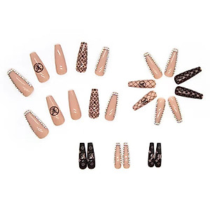 Daffodil Press on Nails Long with Designs False Fake Nails Coffin Artificial Acrylonitrile Butadiene Styrene Nails for Woman stick on Nails with Jelly Glue on Static Nails.