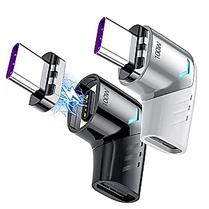 BoxWave Adapter Compatible with ASUS ROG Strix Scar 17 (G733) - MagnetoSnap PD Angle Adapter, Magnetic PD Angle Charging Adapter Device Saver for ASUS ROG Strix Scar 17 (G733) - Metallic Silver