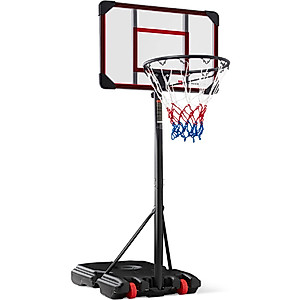 Best Choice Products Kids Height-Adjustable Basketball Hoop System, Portable Game w/Wheels, Fillable Base, 70.5in to 82.3in Height - Clear