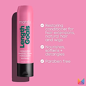 Matrix Length Goals Conditioner For Extensions & Wigs - Detangles, Softens & Nourishes Hair, Paraben Free, Salon Professional Conditioner, 10 Fl Oz