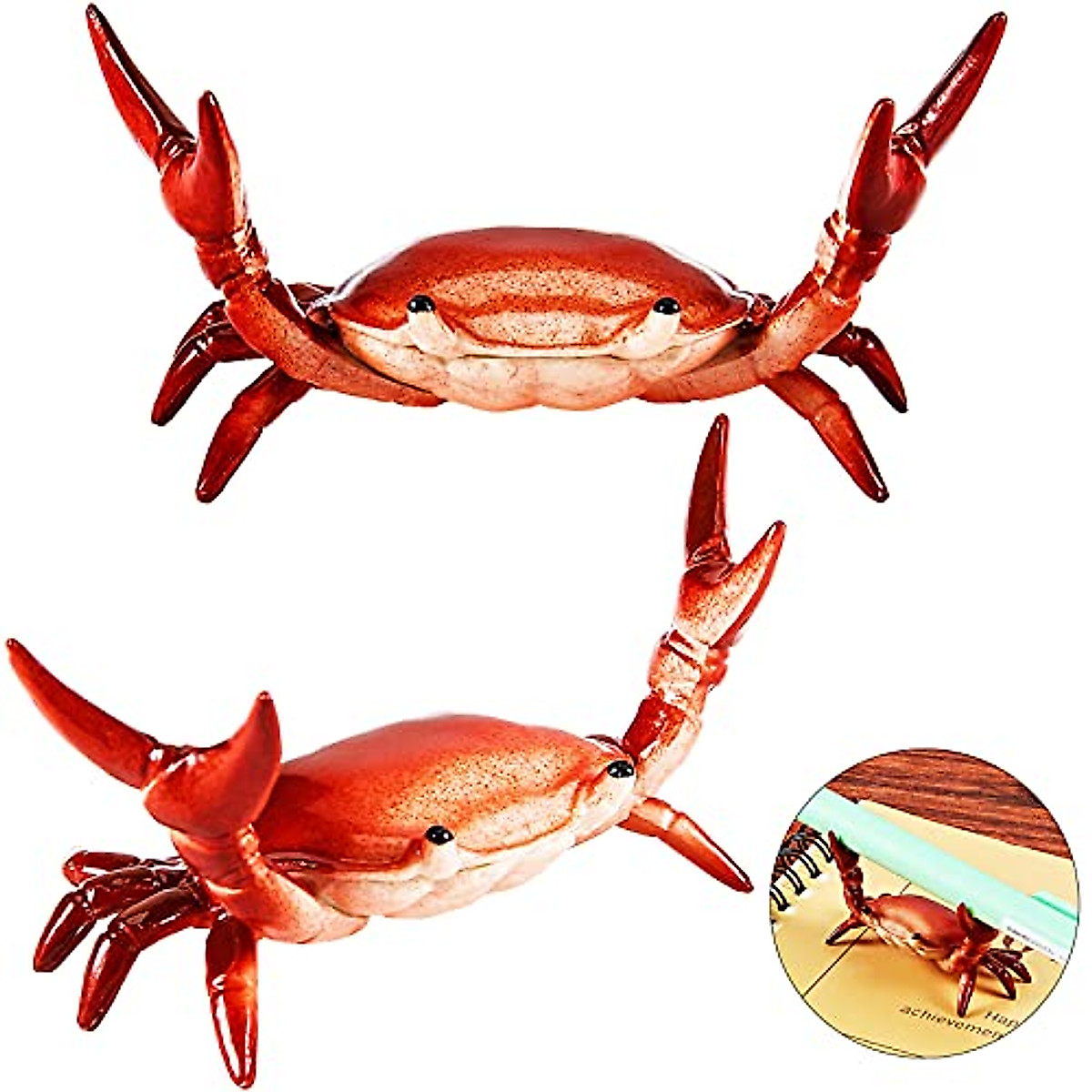 Zonon 2 Pieces Japanese Creative Cute Crab Pen Holder Weightlifting Crabs Pen Holder Stand Bracket Storage Pen Rack for Christmas Graduation Gift Office Home Store Accessories Holder (Red)
