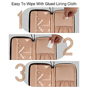 MONSTINA Travel Makeup Bag,Double Layer Toiletry Organizer Women Makeup Brush Bag Cosmetic Case Portable Large Wide-open Pouch Brush Holder Purse Bag