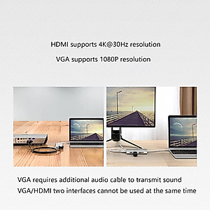 Port Expander USB C Docking Station for USB C Device USB C Hub 8 in 1 with 4K HDMI, VGA, 60W PD, 2 USB 3.0, Ethernet, SD/TF Card Reader USB Splitter
