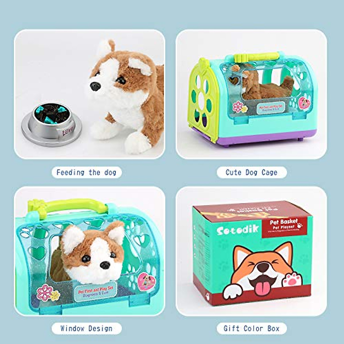 15PCS Electronic Vet Set for Kids,Walk and Bark Little Dog Pretend Play Doctor Playset Pet Care Role Play Early Educational Toys for Boys Grils Toddler