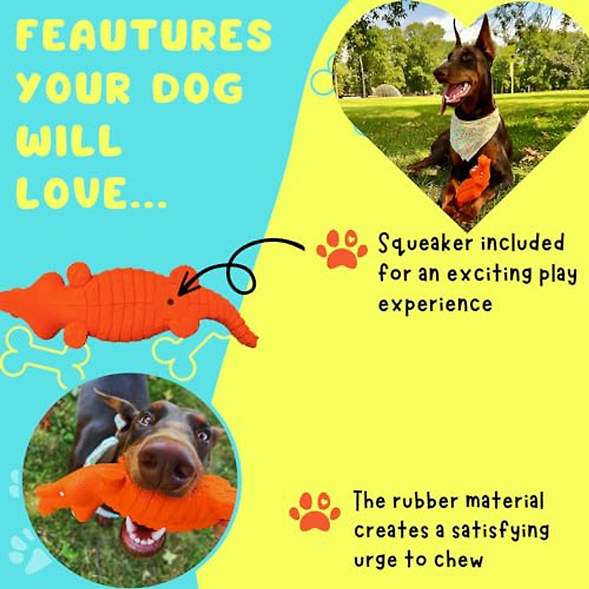 Dog Toys for Aggressive Chewers, Fun Dog Toy for Small, Medium & Large Breed Dogs, Durable Chew Toys That All Dogs & Puppies Will Love, Indestructible Dog Toy with Squeaker