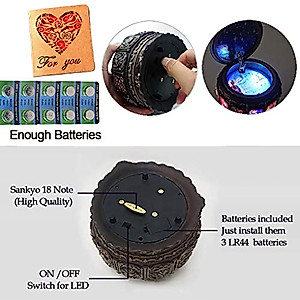 Briskfeel Vintage Music Box with Constellations Rotating Goddess LED Lights Twinkling Resin Carved Mechanism Musical Box with Sankyo 18-Note Wind Up Signs of The Zodiac Gift for Birthday (Upgraded)