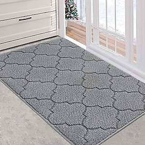 REFETONE Indoor Doormat, Front Back Door Mat, 20x32, Non-Slip Absorbent Resist Dirt Door Mats, Machine Washable Low-Profile Inside Floor Mat Door Rugs for Entryway, Grey