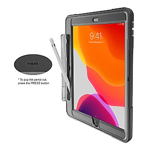 New Trent iPad 9th Generation Case, iPad 8th Generation Case, iPad 7th Generation Case with Pencil Holder, Rugged Kickstand with Rotational Hand Strap & Screen Protector
