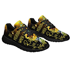 in The Morning When I Rise Give Me Cross Shoes for Men Women Running Sneakers Breathable Casual Sport Tennis Shoes Gift for Him Her Black Size 12