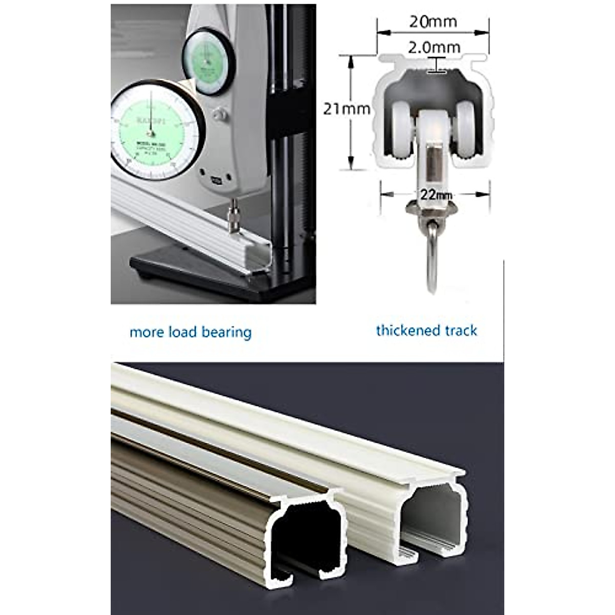 Ceiling Curtain Track Set,Room Divider Track, Shower Curtain Track Set with Hooks and All Accessories for Living Room, Bed Room, Closet and Sliding Door (champagne, For Spaces 6ft - 12ft Wide)