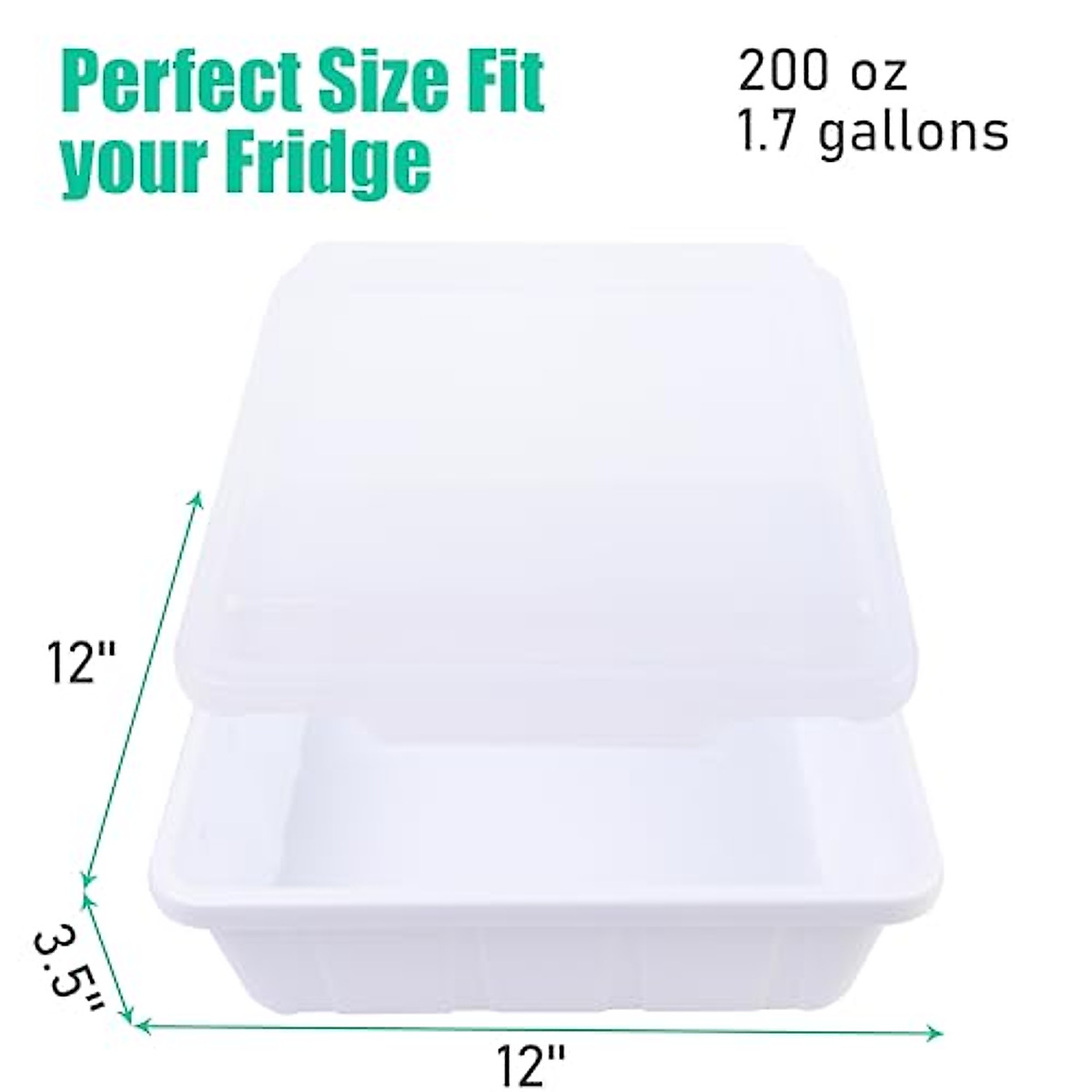 Purekra 2 Pack Pizza Dough Proofing Box, Large Dough Proofing Container,12 x 12 Inch, Fits 4 Dough Balls, 200 OZ Stackable Pizza Dough Tray With Lid, Dishwasher Safe (White)