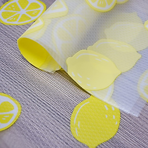 Ganwawo 8 Pcs Refrigerator Liners,Washable Non-Slip Refrigerator mat,Free Anti-Slip mat,for Drawer, Shelf and Refrigerator Liners, Cuttable Refrigerator mat (Lemon)