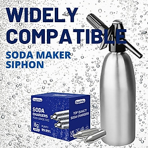 GreatWhip 50 Count 8g CO2 Soda Cartridges for Soda Maker Soda Chargers for Carbonated Water Machine for Sparkling Water Maker