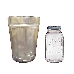 Pleasant Grove Farm 7 Mil Clear Front Mylar Bags Stand Up Gusseted Pouch in Multiple Sizes (50, 1 QUART 7 x 10 inch)