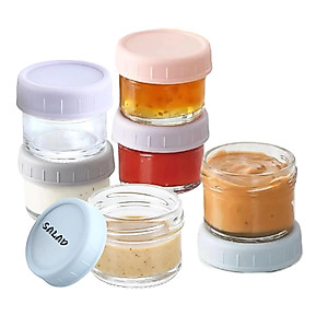 Small Glass Jars with Lids [6 Pack], Salad Dressing Container To Go, Condiment Containers & Dipping Sauce Cups, Glass Meal Prep Containers for Lunch Box (1.7oz)