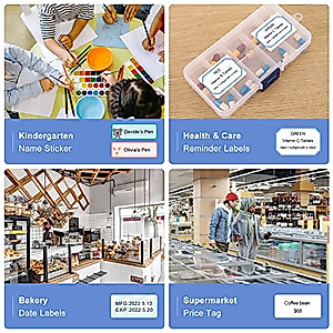 Bundle Label Maker Machine D101 Bluetooth Label Maker with 2 Rolls of White Label Tape 12×40mm, 25×50mm