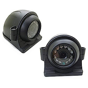 Vehicle Backup Side View Camera 12V/24V 12 LED IR Night Vision 4 Pin Reverse Rear View Camera Waterproof IP68 with 5m Video Cable for Truck Bus Trailer RV 5th Wheel Heavy Duty