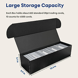 Fageverld Trading Card Storage Box with Dividers, 10 Count with 3 Pack of 10 Card Dividers, Card Boxes for Baseball Football Sports Cards, and Mtg Playing Cards, Cardboard, Black