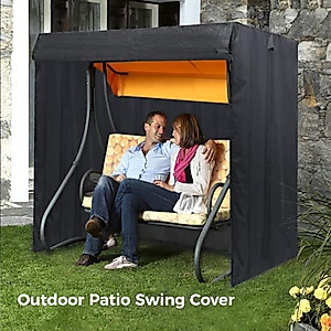 Patio Swing Cover, Waterproof 3 Triple Seater Hammock Cover for Garden Glider Chair Patio Furniture, All Weather Protection Outdoor Furniture Protector, 87 x 49 x 67 inches