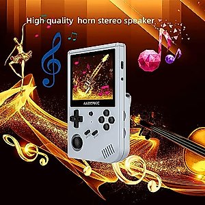 RG351V Handheld Game Console Portable 3.5 inch IPS Screen Open Source System Built-in WiFi Online Sparring 3900mAh Battery 64G Card 2500 Retro Classic Games Gifts (RG351V-Gray)