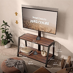 FITUEYES Wood TV Stand with Mount for 32-55 inch TVs, 2 Tier Entertainment Center with Storage for Bedroom & Corner, Tall Wooden TV Mount Stands & Metal Mount - Max Load 77lbs for Flat Screen