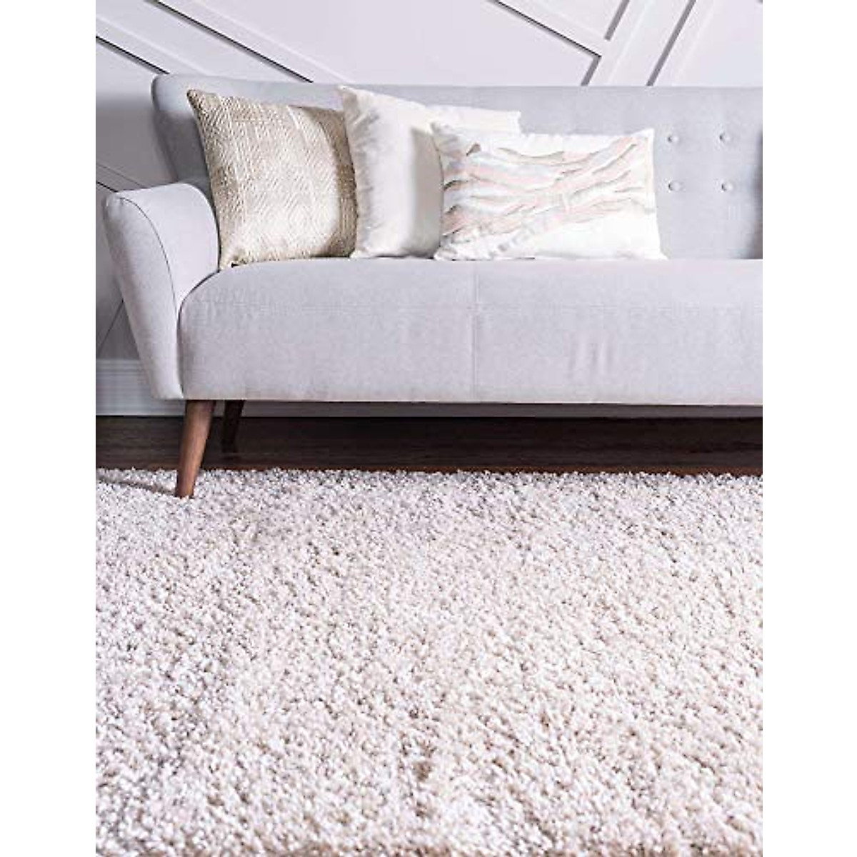 Unique Loom Davos Shag Collection Modern Luxuriously Soft & Cozy Shag Area Rug (5' 0 x 8' 0 Rectangular, Linen)