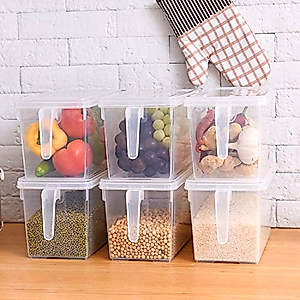 PENGKE Plastic Food Storage Container with Lid and Handle,Food Storage Organizer Box Fresh Box for Kitchen Refridgerator Fridge Desk Cabinet Food Storage,Holds Fruit Eggs Vegetables,5L Pack of 4
