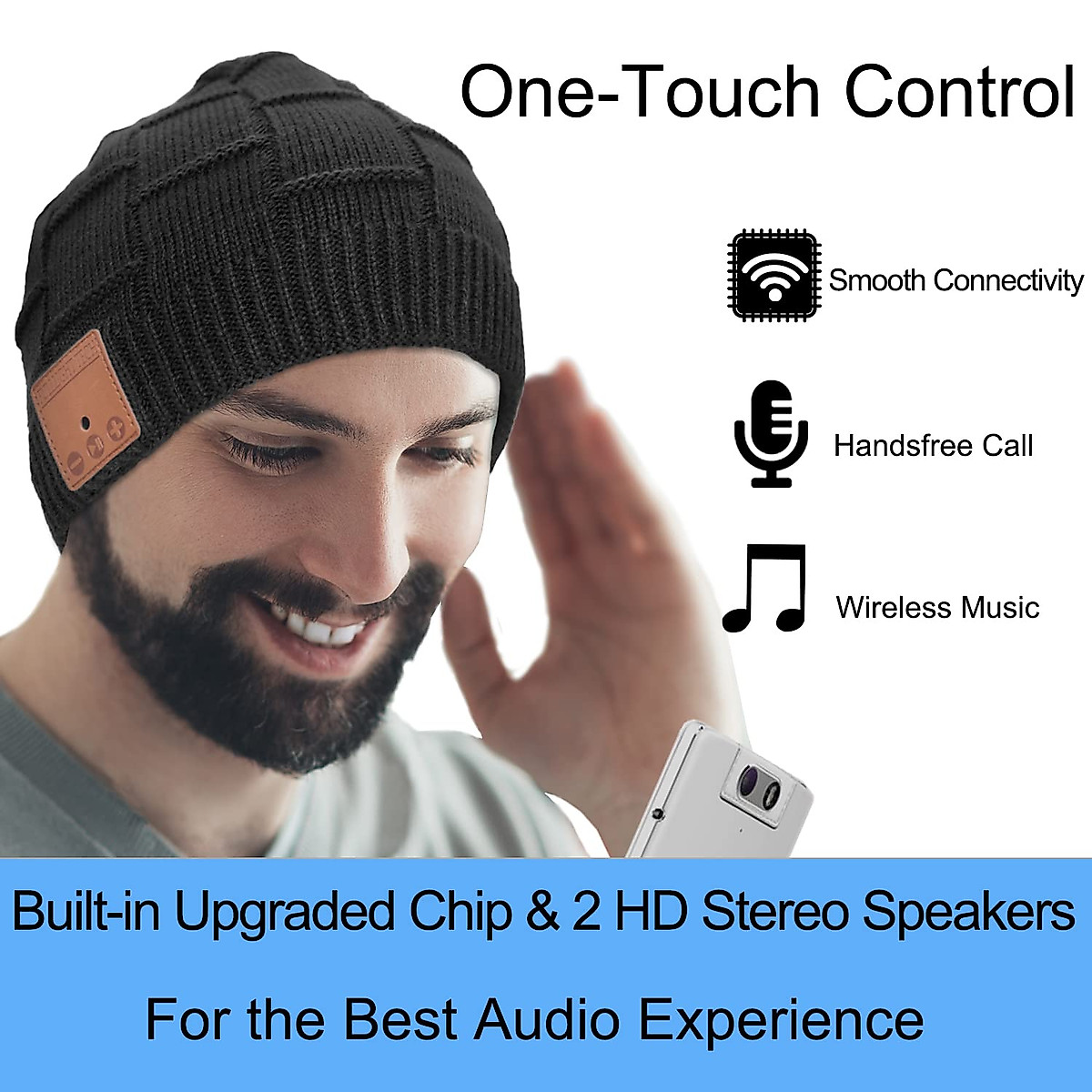 Bluetooth Beanie Headphones Hat Unique Tech Gifts Stocking Stuffer