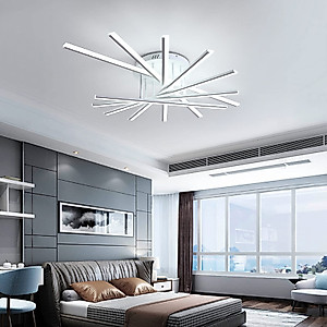 Gdrasuya10 Modern Ceiling Light, LED Flush Mount Chandelier with 7 Light Neutral White Geometric Linear Ceiling Light for Kitchen Foyer Dining Room Living Room Bedroom