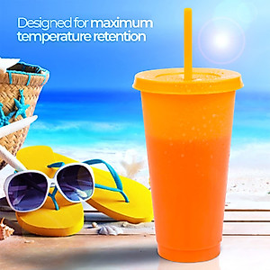Osprey Store Color Changing Cups Tumblers with Lids and Straws - 5 Reusable Tumblers Plastic Cold Cups for Adults Kids 24 Oz Tumbler