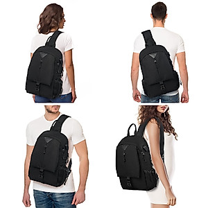 Crossbody Sling Bag for Men, 18L Expanded Sling Backpack with USB Port, Water Resistant Travel Hiking Daypack with Phone Pocket, Lightweight Shoulder Bag for Travel Camping Hiking Outdoor Sports