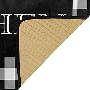 Kitchen Rug Black and White Kitchen Buffalo Plaid 39 x 20 Inch Non-Slip Anti Fatigue Comfort Entryway Door Mats Perfect Carpet for Home Decor