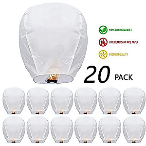 20 Pack Chinese Lanterns ⁡⁡⁢⁡⁢⁡⁡⁢to Release⁡ in Memorial⁡⁢ Events Decor⁢ Lanterns, Party ⁢⁢⁡Lanterns⁢ for ⁡⁢⁡Memorial, Holiday, Wedding ⁡Decorations & New Year