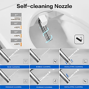 Facilavi Electronic Heated Bidet Toilet Seat Elongated, Smart Toilet Seat, Bidet with Warm Water, Bidet with Remote, Multiple Spray Modes, Aerated Cleansing,Cold-Hot SPA Cleansing,White