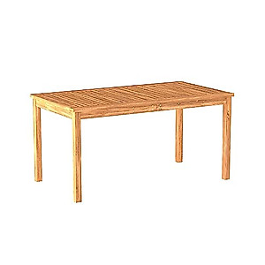 Walker Edison Dominica Contemporary Slatted Outdoor Dining Table, 34 Inch, Brown