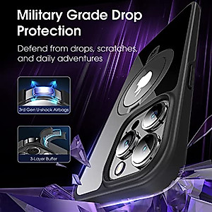 CASEKOO Magnetic Clear Designed for iPhone 14 Pro Case with Invisible Stand [Compatible with MagSafe] [Non Yellowing] Shockproof Protective for Women Men Phone Case 6.1 Inch 2022, Black