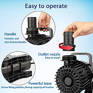 WaterRebirth (1700GPH-120W,UL listed) PS- High Flow Submersible Water Pump - Pond Pump - Submersible Pump - Water Fountain Pump - Aquarium Pump,PS-1700