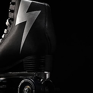 Angels Skates (Thunder Bolt Black, 8) - Kids' & Women's Roller Skates - Premium Quality PU Leather Quad Roller Skates - Non Adjustable High- top Perfect Indoor Outdoor Girls Retro Skates - 1-13 Sizes