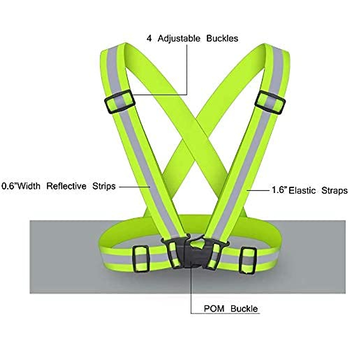 FEimaX Reflective Vest 2 Pack with High Visibility Adjustable Straps for Running, Jogging, Cycling, Hiking, Multicolor