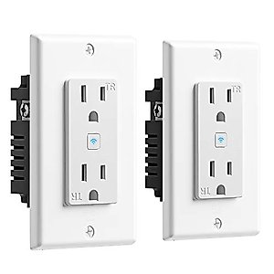 Geeni Wi-Fi Smart Wall Outlet with 2 Plugs and Wireless App Control, Compatible with Alexa and Google Home, WiFi Smart Outlet, 2 Pack